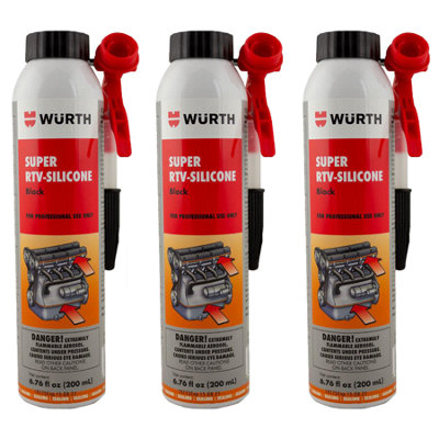 3x Wurth RTV Black Silicone Instant Gasket Maker High Temperature Sealant 200ml