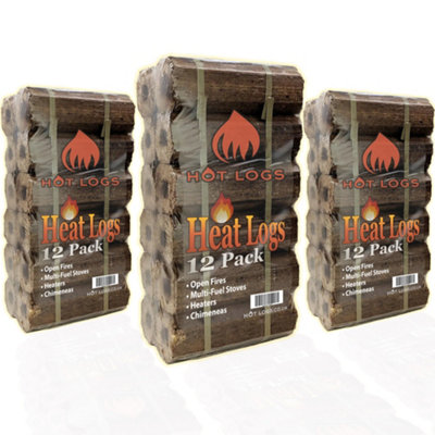 3x12 GardenCo High Energy Heat Compressed Logs - Pack of 36 Dry Wood ...