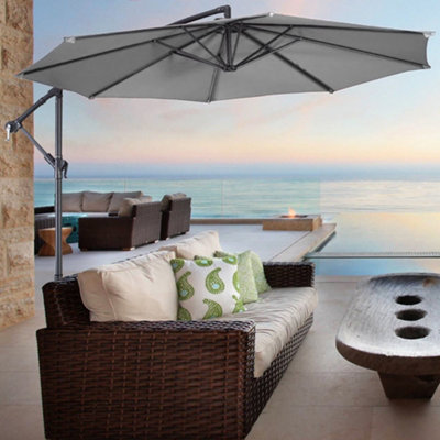 3x2.6M Light Grey Outdoor Garden Patio Banana Cantilever Parasol Patio ...
