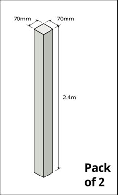 3X3" Treated SMOOTH Fence posts 2.4m (70X70mm) pack of 2 (FREE DELIVERY)