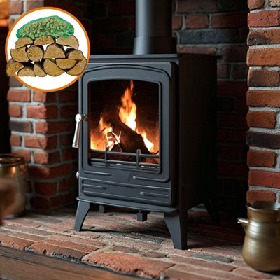 4.2kW Steel Eco Multifuel Stove + Firewood Starter Kit | DIY at B&Q