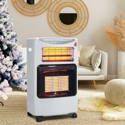 4.2kw White Indoor Mobile Freestanding Ceramic Infrared Heating Gas Heater with Wheels 3 Heat ...