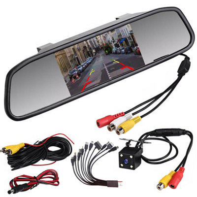 4.3"LCD Car Mirror Monitor Camera Reversing Backup Rear View Kit ...