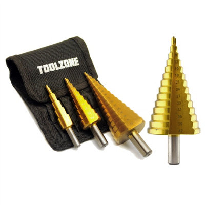 4 - 42mm Step Cone Drill 14 Steps Hole Cutter HSS 4341 Titanium Finish ...
