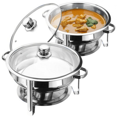 4.5 LTR STAINLESS STEEL CHAFING DISH SET SERVING OCCASION TEMPERED ...