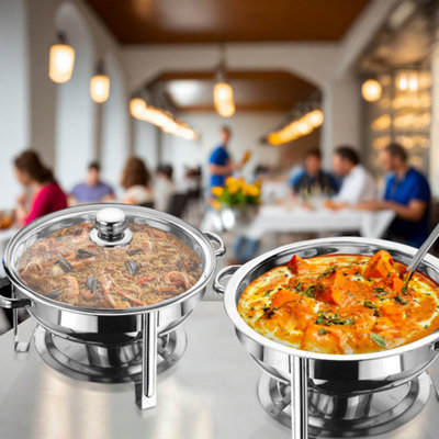 4.5 Ltr Stainless Steel Chafing Dish Set Serving Occasion Tempered ...