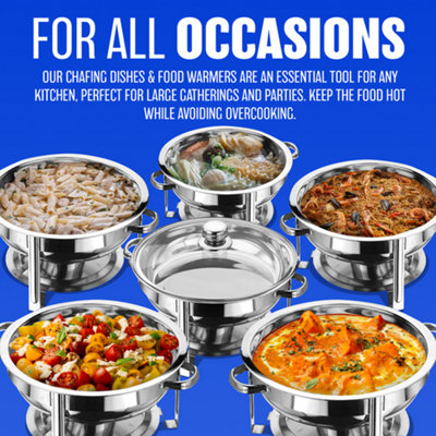 4.5 Ltr Stainless Steel Chafing Dish Set Serving Occasion Tempered ...