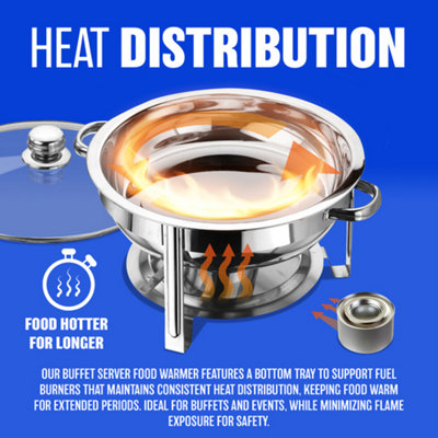 4.5 LTR STAINLESS STEEL CHAFING DISH SET SERVING OCCASION TEMPERED ...