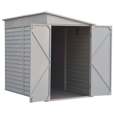 4.6x9 ft White Waterproof Outdoor Metal Garden Storage Shed Tool ...