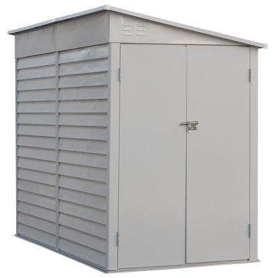 4.6x9 ft White Waterproof Outdoor Metal Garden Storage Shed Tool ...