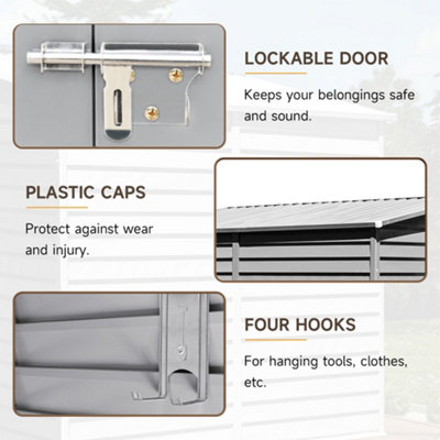 4.6x9 ft White Waterproof Outdoor Metal Garden Storage Shed Tool ...