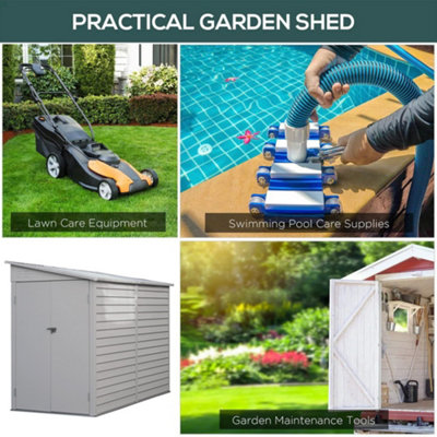 4.6x9 ft White Waterproof Outdoor Metal Garden Storage Shed Tool ...