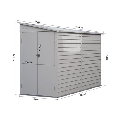 4.6x9 ft White Waterproof Outdoor Metal Garden Storage Shed Tool ...