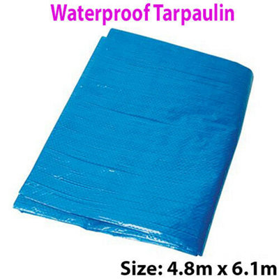 4.8 x 6.1m Outdoor Waterproof Blue Tarpaulin Sheets Ground Protective ...