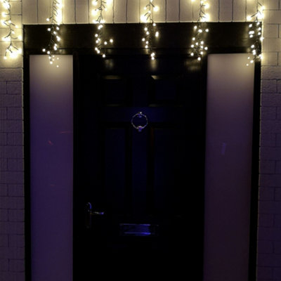 4.8m Multi Function Frosted Warm White LED Cluster Curtain Lights ...