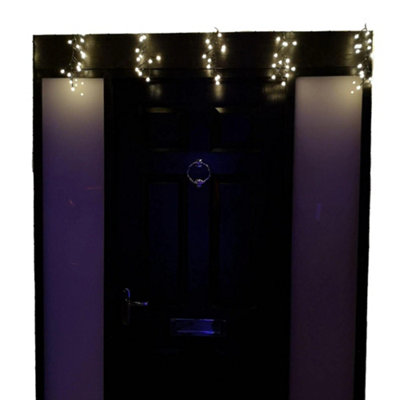 4.8m Multi Function Frosted Warm White LED Cluster Curtain Lights Christmas Decorations with Timer