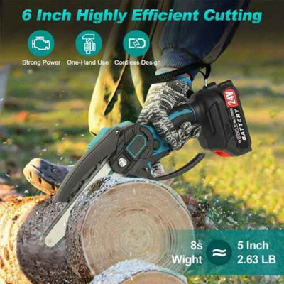 4 and 6 inch cordless electric chainsaw, handheld wood cutter, 2 into ...