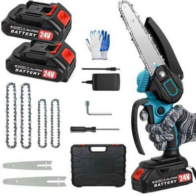 4 and 6 inch cordless electric chainsaw, handheld wood cutter, 2 into ...
