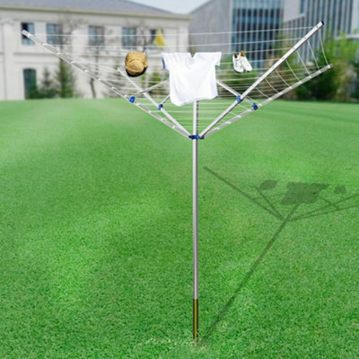 4 Arm 50M Aluminium Rotary Airer Washing Line With Garden Outdoor ...