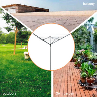 4 ARM 50M HEAVY DUTY ROTARY AIRER STEEL WASHING LINE WITH GARDEN ...