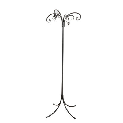 4-Arm Hanging Basket Stand, Powder-Coated Steel, Scrollwork Design ...