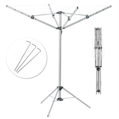 4 ARM PORTABLE ROTARY AIRER INDOOR CLOTHES WASHING LINE FREE STANDING RACK