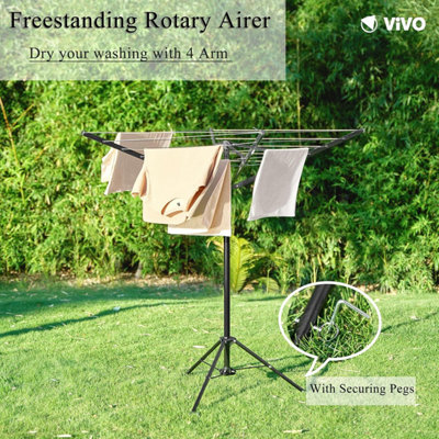 4 Arm Rotary Washing Line Freestanding Portable Airer Foldable Laundry ...