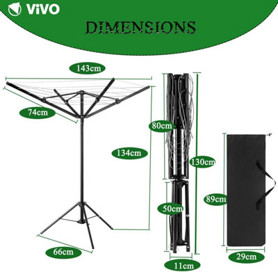 4 Arm Rotary Washing Line Freestanding Portable Airer Foldable Laundry ...