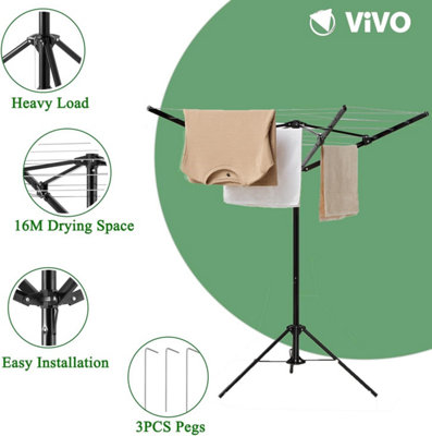 4 Arm Rotary Washing Line Freestanding Portable Airer Foldable Laundry ...