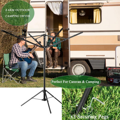 4 Arm Rotary Washing Line Freestanding Portable Airer Foldable Laundry ...