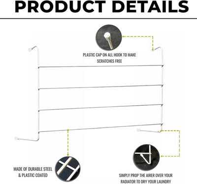 4 Bar Radiator Airer White Indoor Clothes Dryer 3 Piece Pack