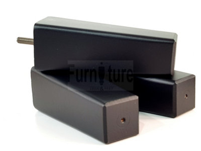4 Black Solid Wood Furniture Legs Square Settee Feet 150mm High Sofa ...