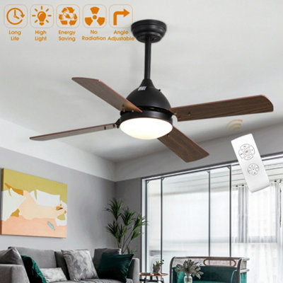 4 Blade Brown Adjustable Lighting Ceiling Fan with Remote Control 42 ...
