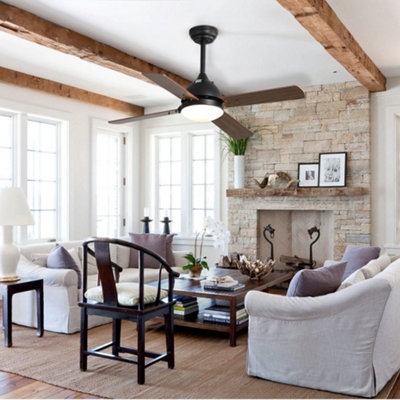 4 Blade Brown Adjustable Lighting Ceiling Fan with Remote Control 42 ...