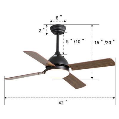 4 Blade Brown Adjustable Lighting Ceiling Fan with Remote Control 42 ...
