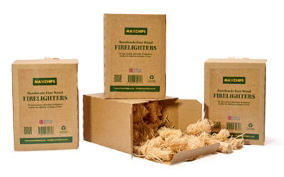 4 Boxes of Natural Environmentally Friendly Maxchips Firelighters Clean, Odourless. 200 Fire ...