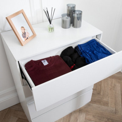 4 Chest Of Drawer WHITE Deep Chest of Wooden Drawers