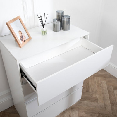 4 Chest Of Drawer WHITE Deep Chest of Wooden Drawers