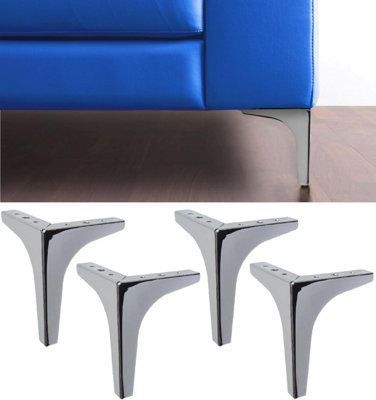 4 Chromed Metal Furniture Legs, 130mm, Elegant for Sofas, Armoires