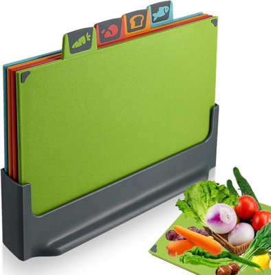 4 Colour Coded Chopping Boards Set with Non Slip FeetDishwasher Safe ...