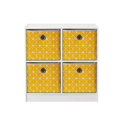 4 CUBE STORAGE UNIT WITH 4 X GEOMETRIC STORAGE BOXES