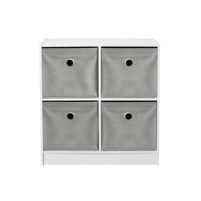 4 Cube Storage Unit with 4 x Grey storage boxes