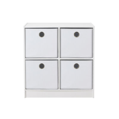 4 Cube Storage Unit with 4 x White storage boxes | DIY at B&Q
