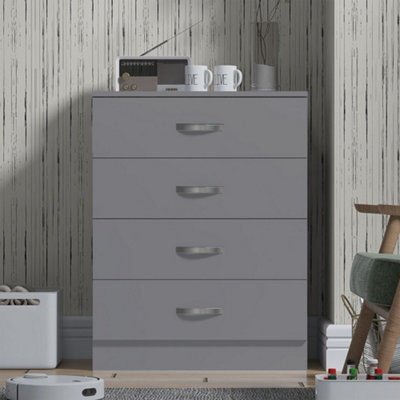 4 Drawer Matt Grey Chest Of Drawers Bedroom