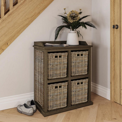 4 Drawer Storage Unit Kubu Rattan Solid Mahogany Ready Assembled ...