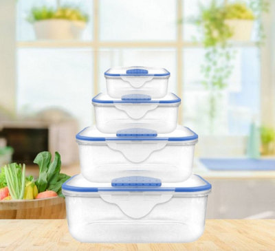 4 Food Storage Containers Clip Top Boxes Airtight Tub 0.7L To 1.8L ...