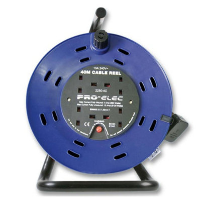 4 Gang Extension Lead 40m Cable Reel with Handle, 13A