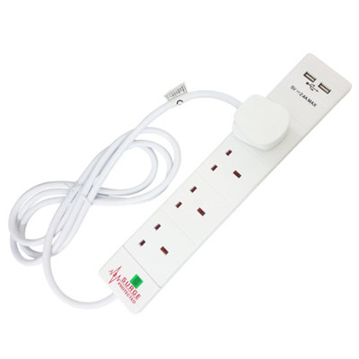 4 Gang Extension Lead with Surge protection and 2 USB A Charging ports
