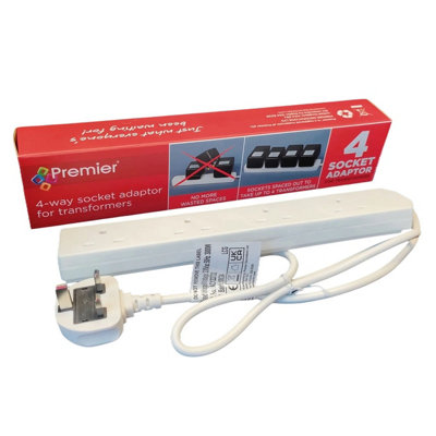 4 Gang Transformer Plug Extension Lead Christmas Light Adaptor Wide ...