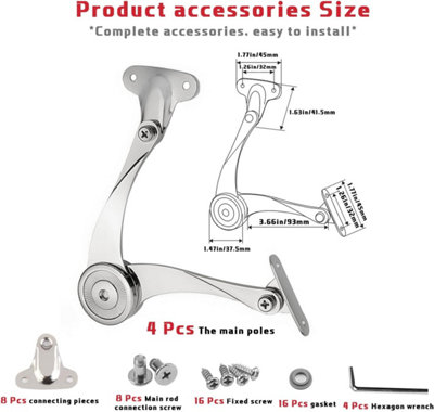 4 heavy duty soft close lid support hinges Adjustable metal lift up ...